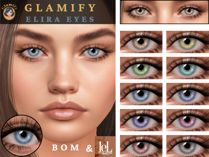 Second Life Marketplace - {Glamify} Elira Eyes for Lelutka EVOX (BOM, HD)